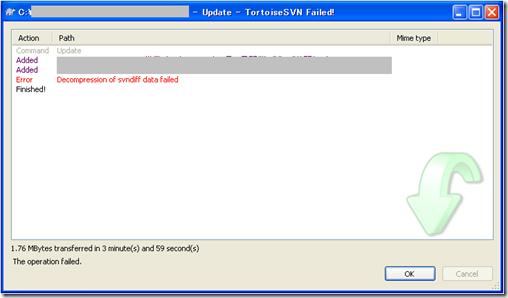 TortoiseSVNで Decompression of svndiff data failed のエラー: Computer Practice